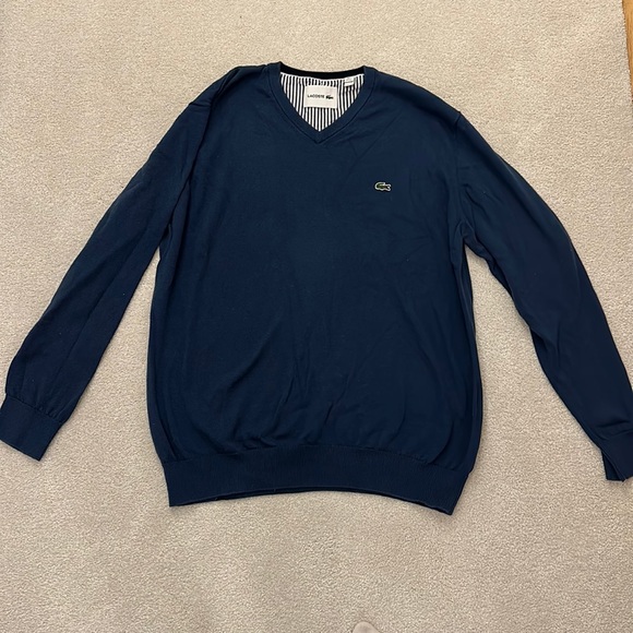 Lacoste | Sweaters | Lacoste Navy Vneck Sweater | Poshmark